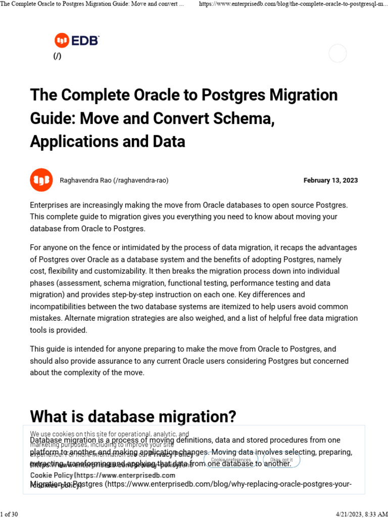 The Complete Oracle to Postgres Migration Guide Move and convert Schema, Application & Data ...