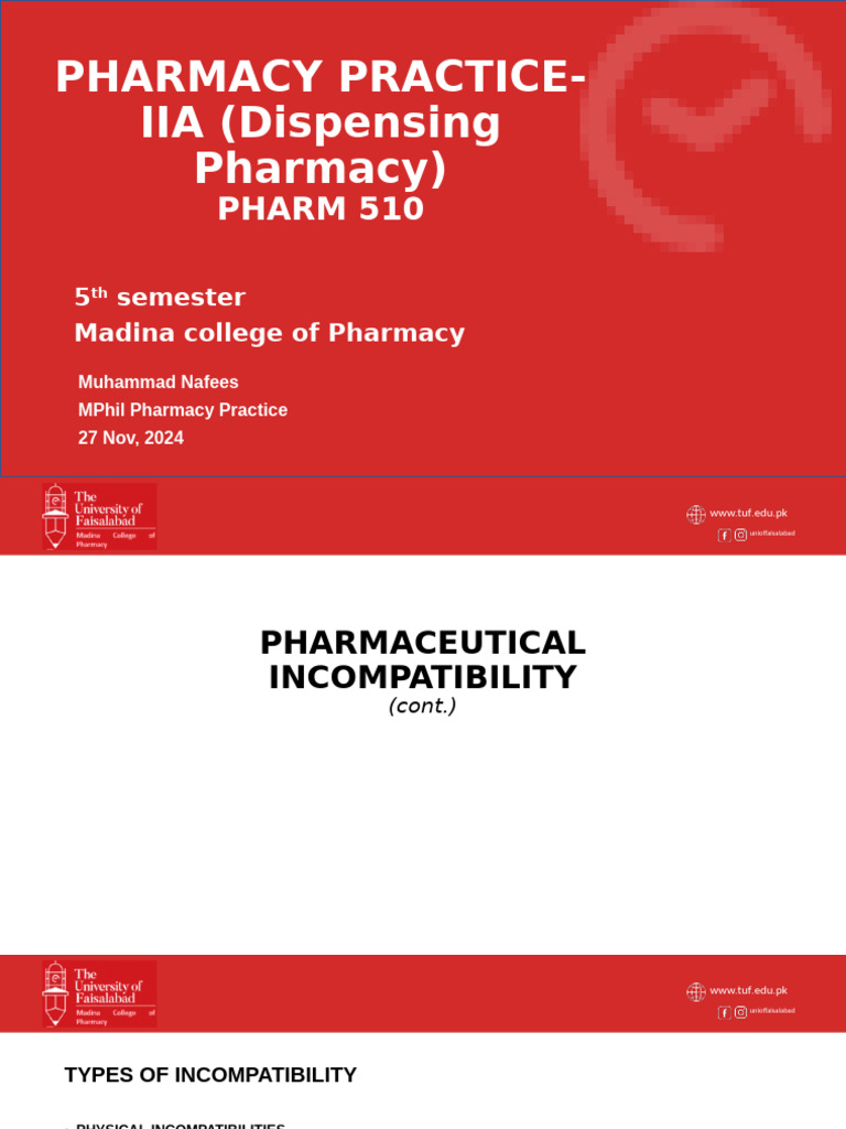 Types of Pharmaceutical Incompatibilities | PDF | Topical Medication ...