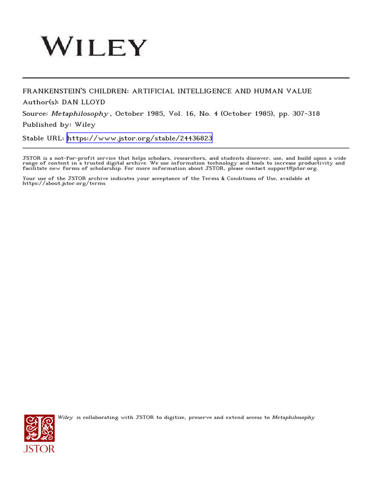 AI Ethics in "Frankenstein's Children" | PDF | Consciousness | Mind