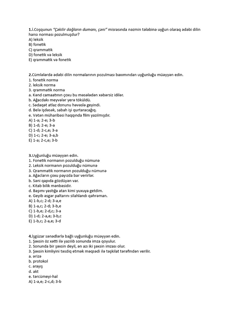 Dil - Nitq.Norma - Yazının Növləri - Əməli Yazı Nümunələri | PDF