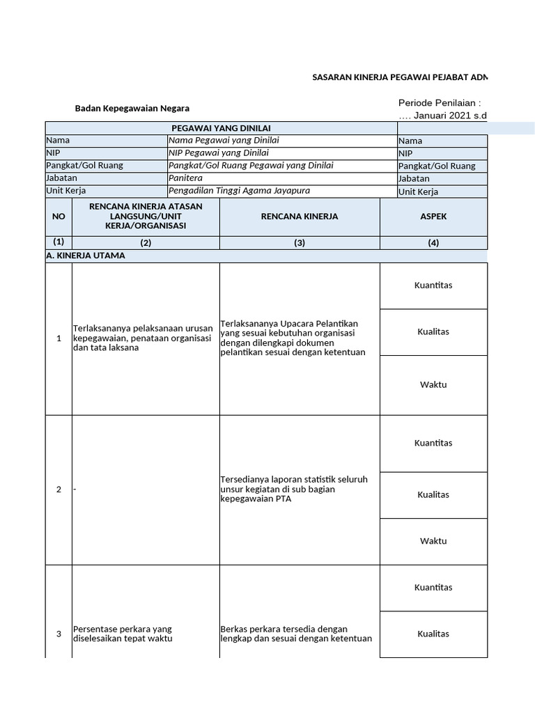 CONTOH SKP JA JF | PDF
