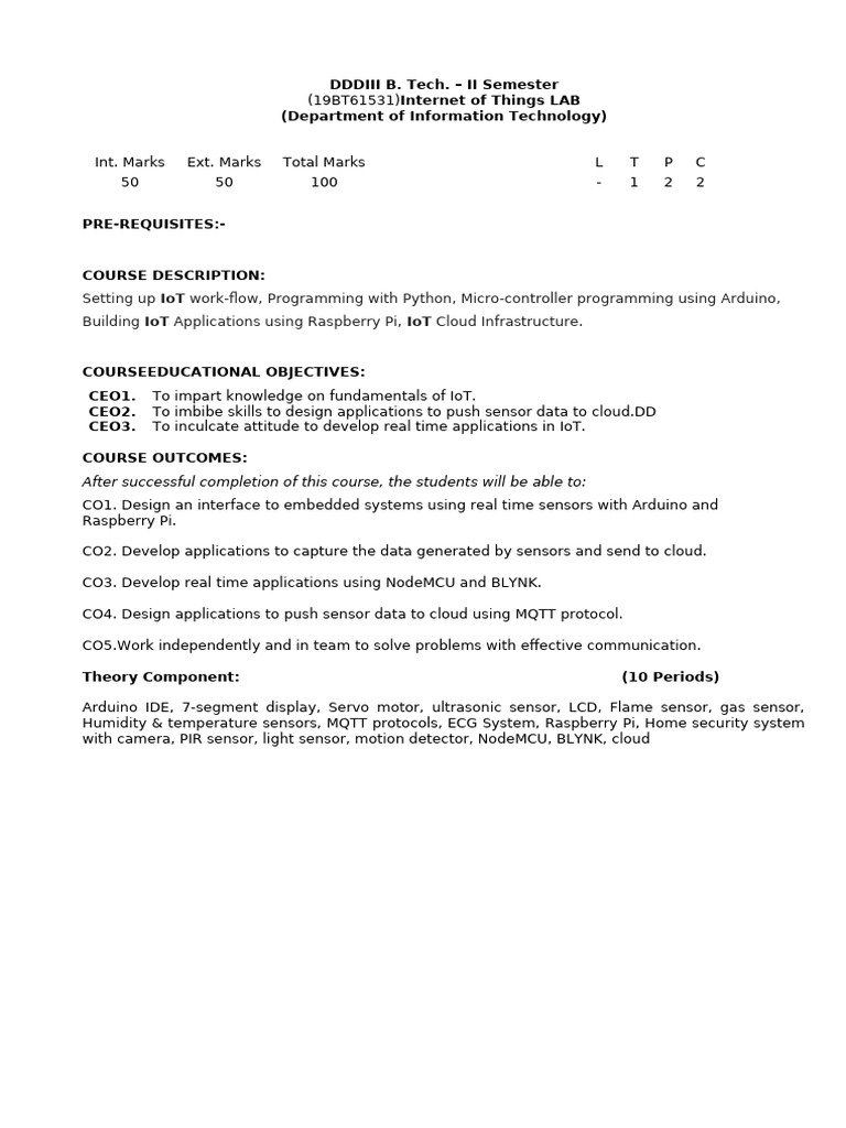 2019-IOT LAb Manual | PDF | Electrocardiography | Arduino