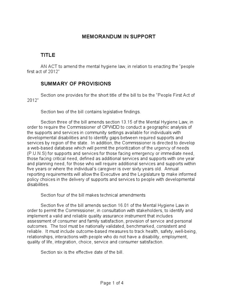 Ddawny 2012 Memorandum in Support | PDF | Medicaid | Long Term Care