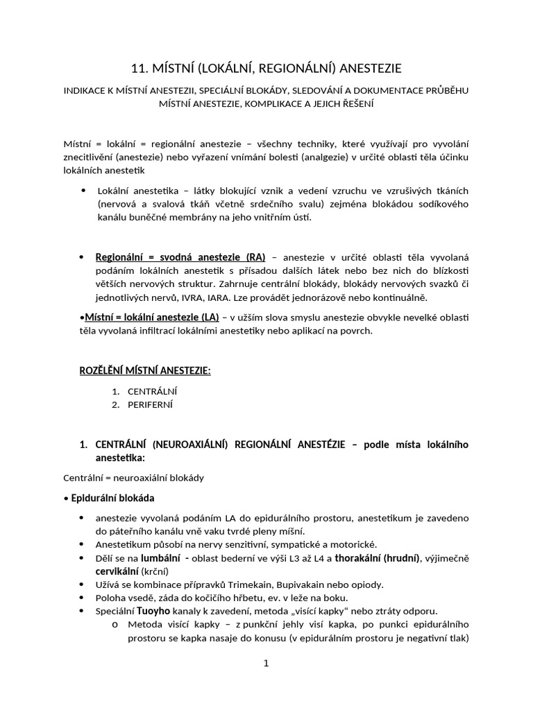 Místní Anestezie | PDF