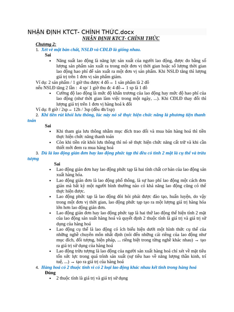 Nhận Định KTCT | PDF