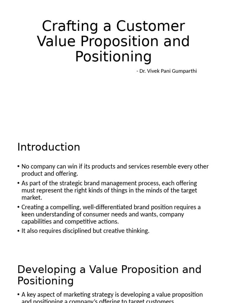 Crafting A Customer Value Proposition and Positioning | PDF | Brand ...