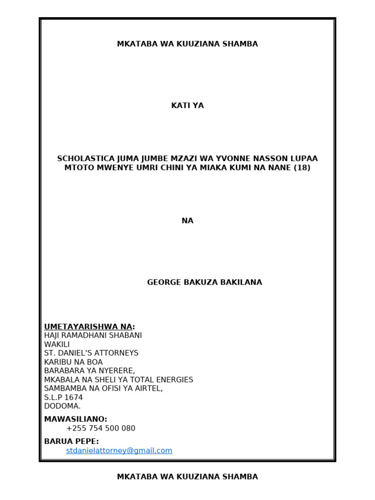 Mkataba Wa Kuuziana Shamba. George Bakuza | PDF