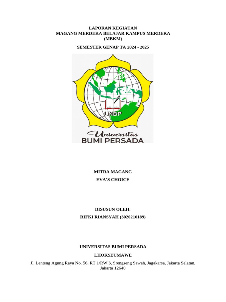 Magang Mbkm (contoh) | PDF