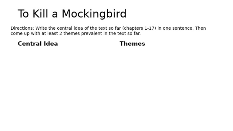 TKAM Central Idea vs. Theme | PDF