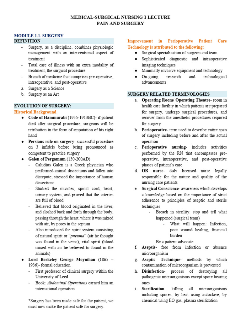 1 Pain and Surgery Modules 1 5 Merged | PDF | Kidney | Surgery