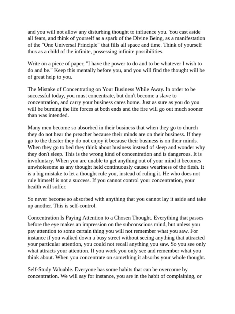 The Power of Concentration Part18 | PDF | Thought | Mind
