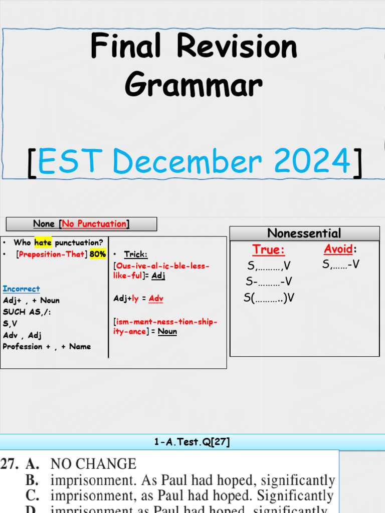 Day (5) Final Revision (Grammar) Punctuation Part | PDF