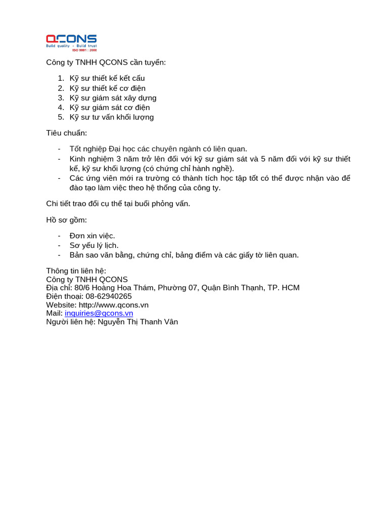Tin Tuyen Dung QCONS FB | PDF
