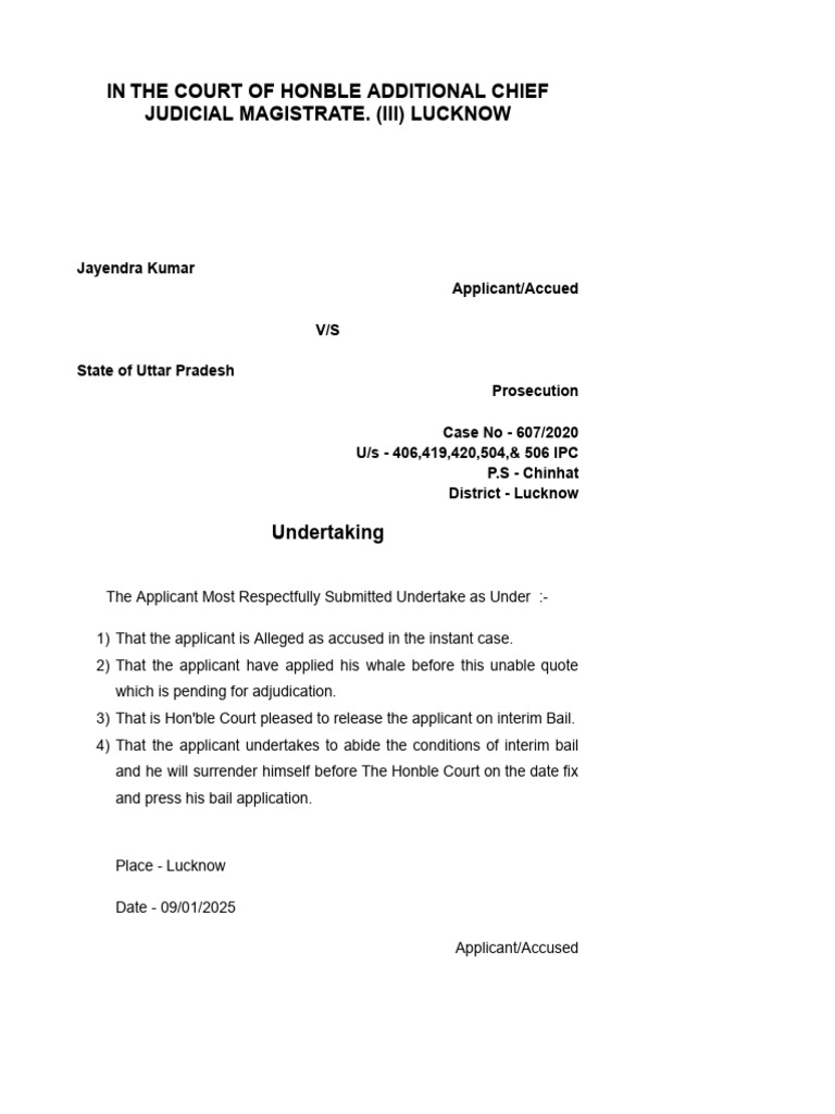 Undertaking Jayendra 09 | PDF