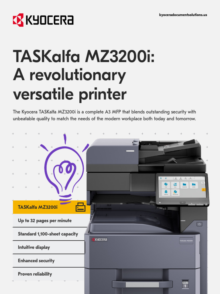 TASKalfa MZ3200i Spec Sheet | PDF | Fax | Printer (Computing)