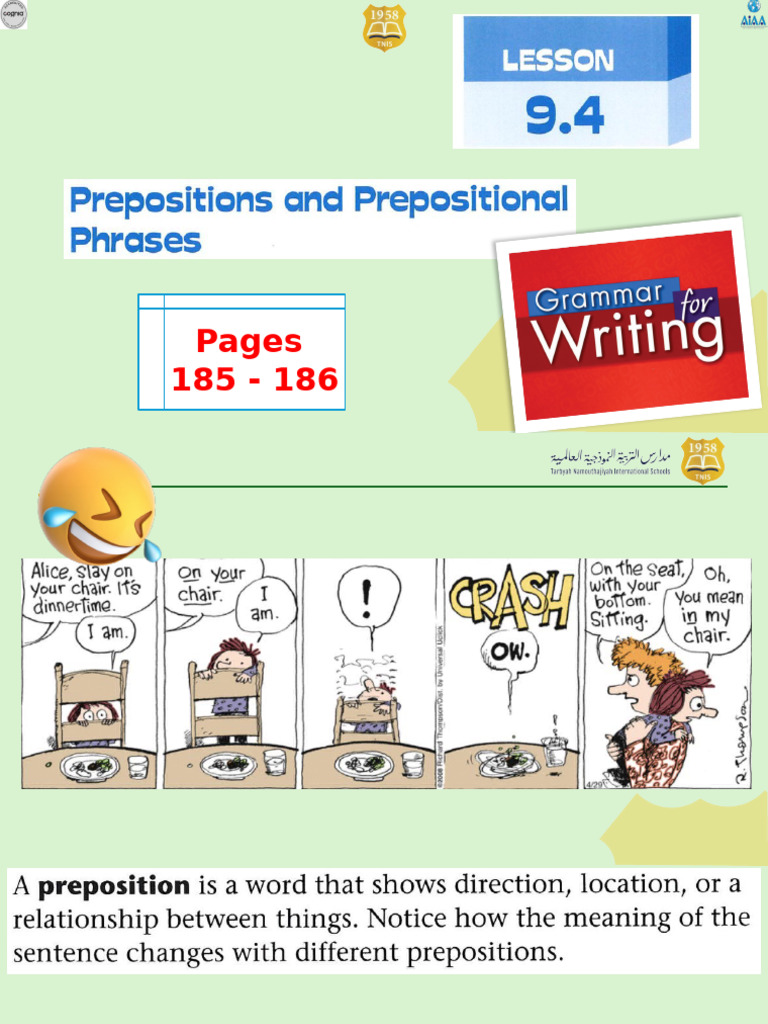Week 7-Gr.6-Grammar-Lesson 9.4-Prepositions and Prepositional Phrases | PDF