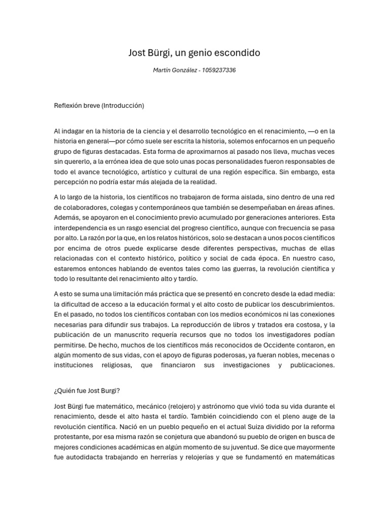 Jost Bürgi: Innovador del Renacimiento | PDF | Science