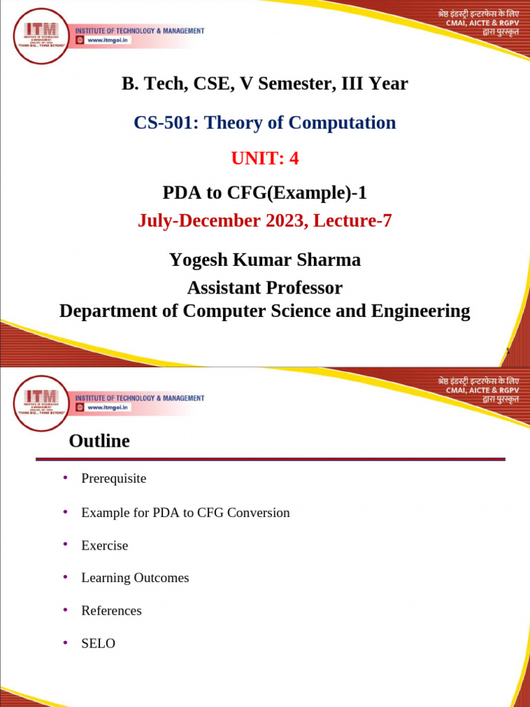 Ppt-7 Pda to Cfg (Example)-1 (1) | PDF | Theory Of Computation ...