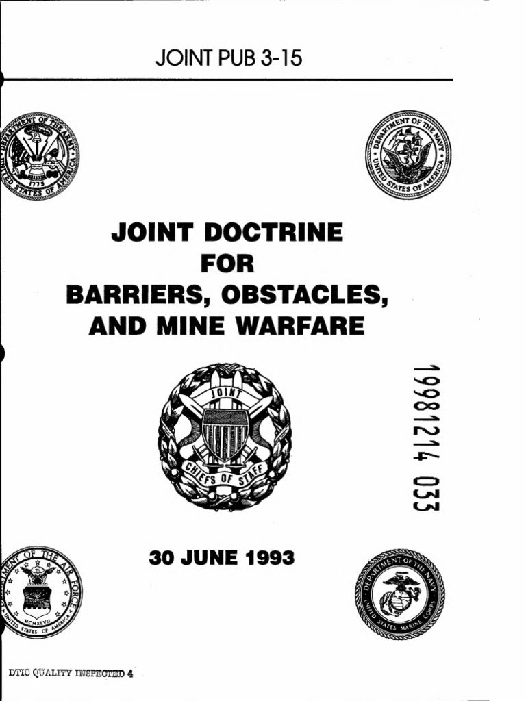 Joint Doctrine for Mine Warfare | PDF | Naval Mine | Land Mine