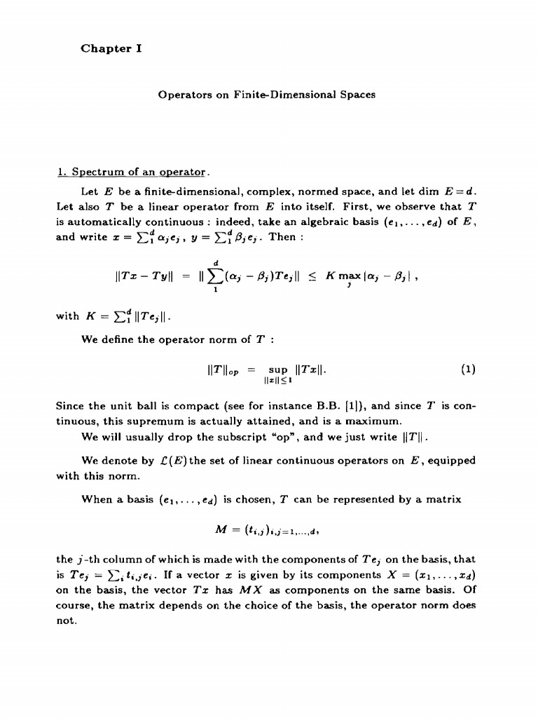 Chapter i Operators on Finitedimensional Spaces 1988 | PDF | Basis (Linear Algebra) | Operator ...