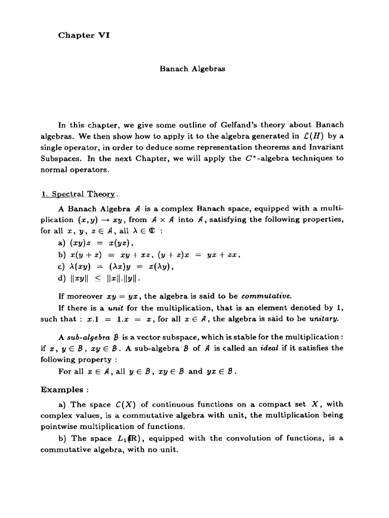 Chapter Vi Banach Algebras 1988 | PDF | Operator (Mathematics) | Banach Space