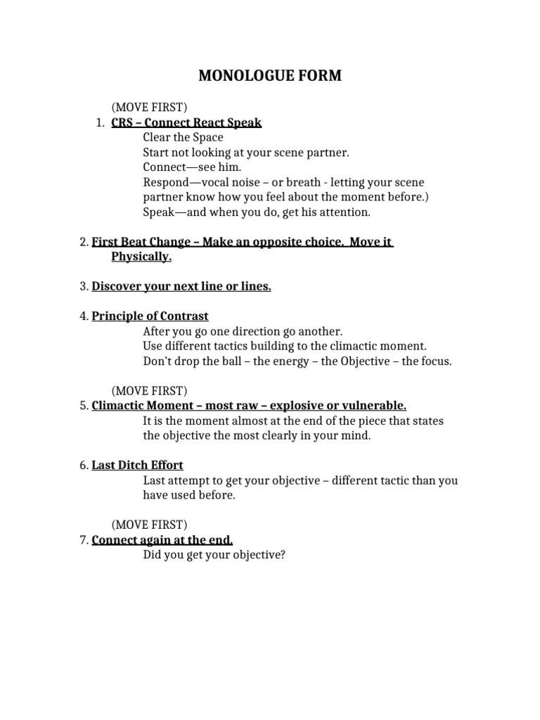 The MONOLOGUE Form | PDF