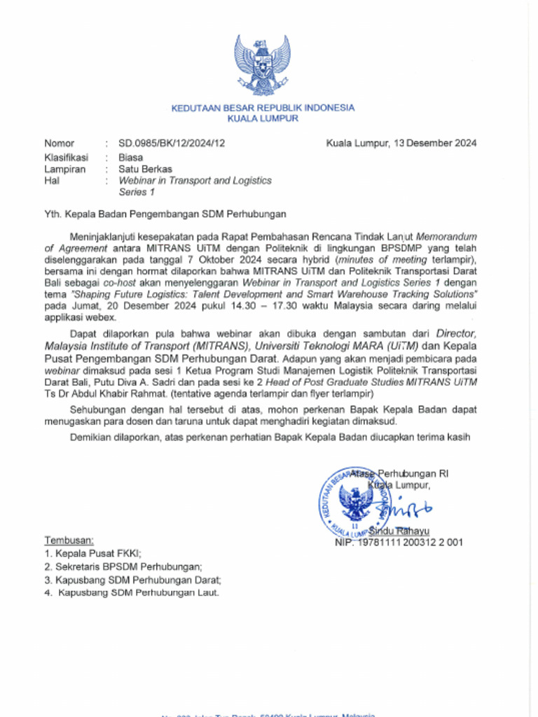 Webinar in Transport and Logistics Series 1-MITRANS | PDF