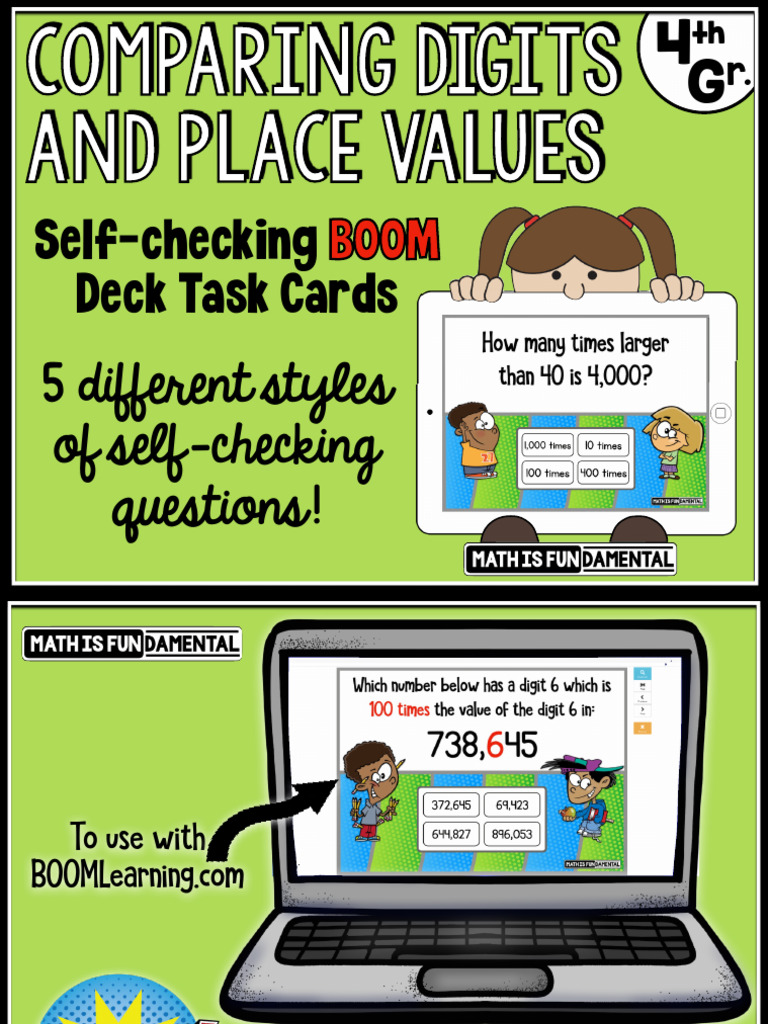 3 - Comparing Digits and Place Values _ Boom Cards _ Distance Learning ...