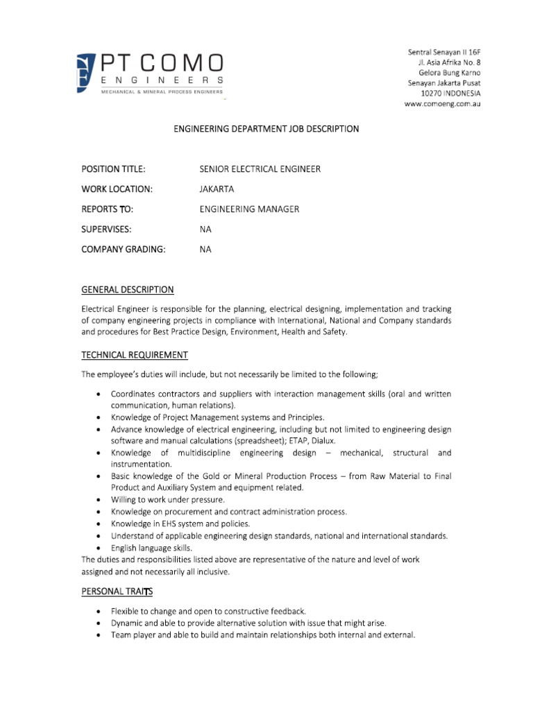 Sr. Electrical Engineer JD-2 | PDF