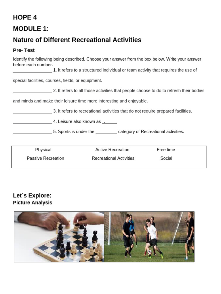 HOPE-4-Module-1-Answer | PDF | Recreation | Leisure