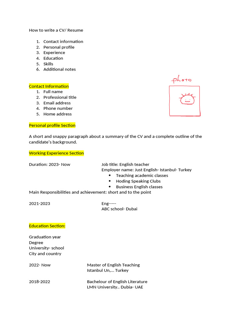 How to write a CV | PDF | Résumé | Bachelor's Degree