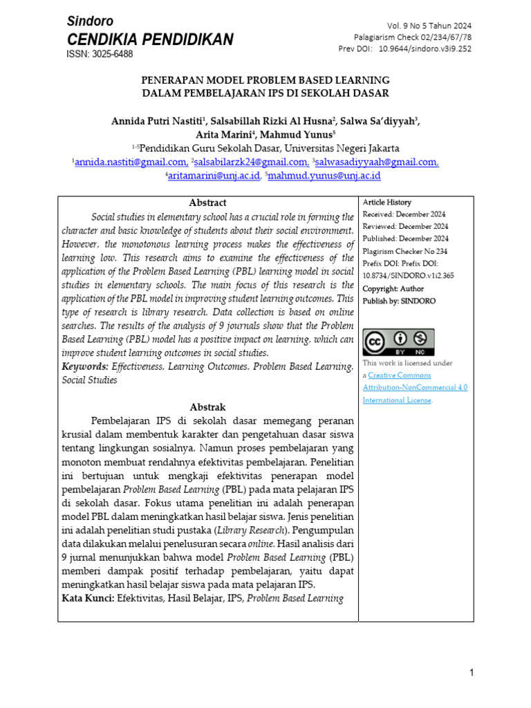 125-ANNIDA-SINDORO-9045-PENERAPAN+MODEL+PROBLEM+BASED+LEARNING (1) | PDF