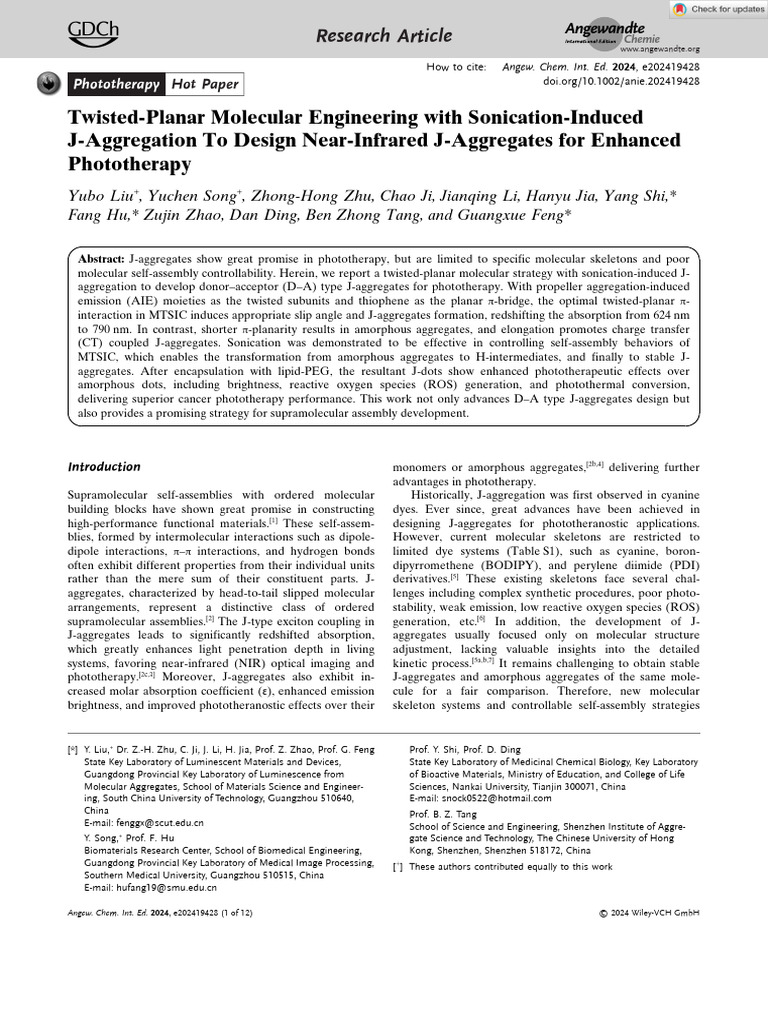 Angew Chem Int Ed - 2024 - Liu - Twisted Planar Molecular Engineering ...