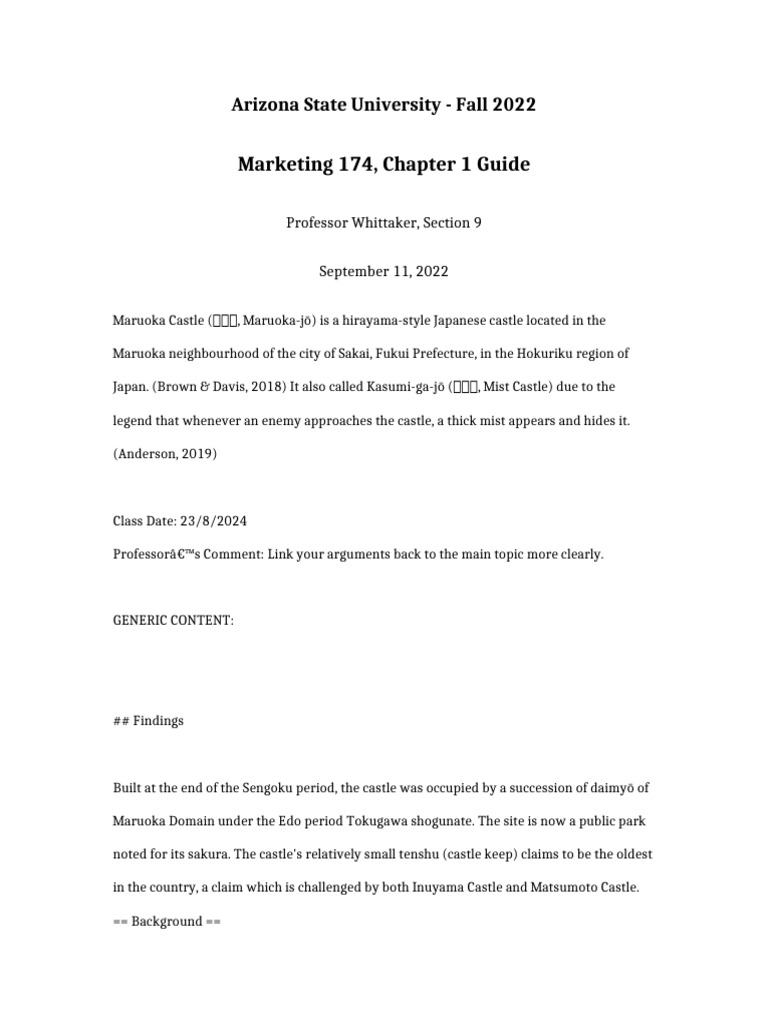 Marketing 174 Chapter 1 Guide | PDF | Samurai | Japanese People