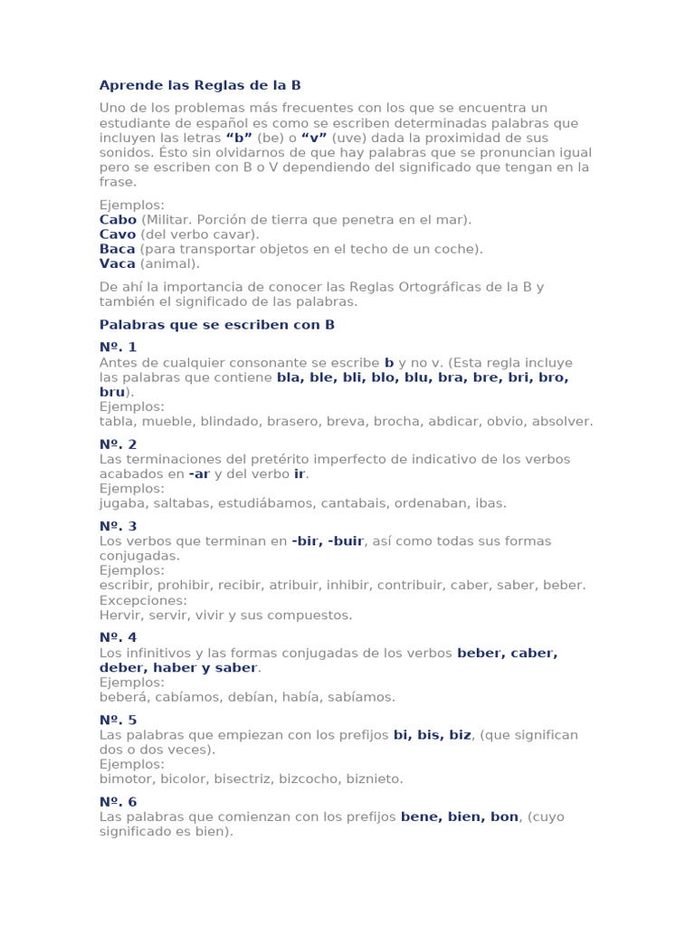 Aprende Las Reglas de La B | PDF | Verbo | Lingüística