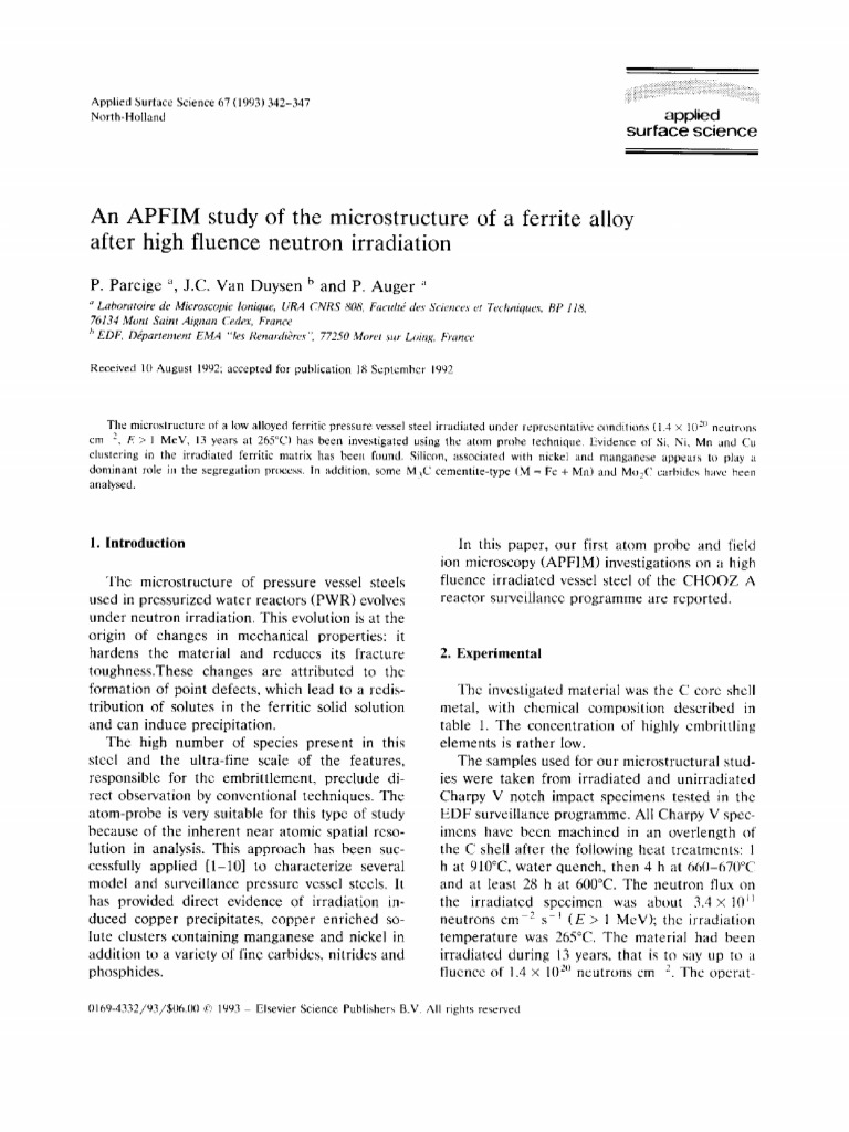 An APFIM Study of The Microstructure of A Ferrite Alloy After High ...