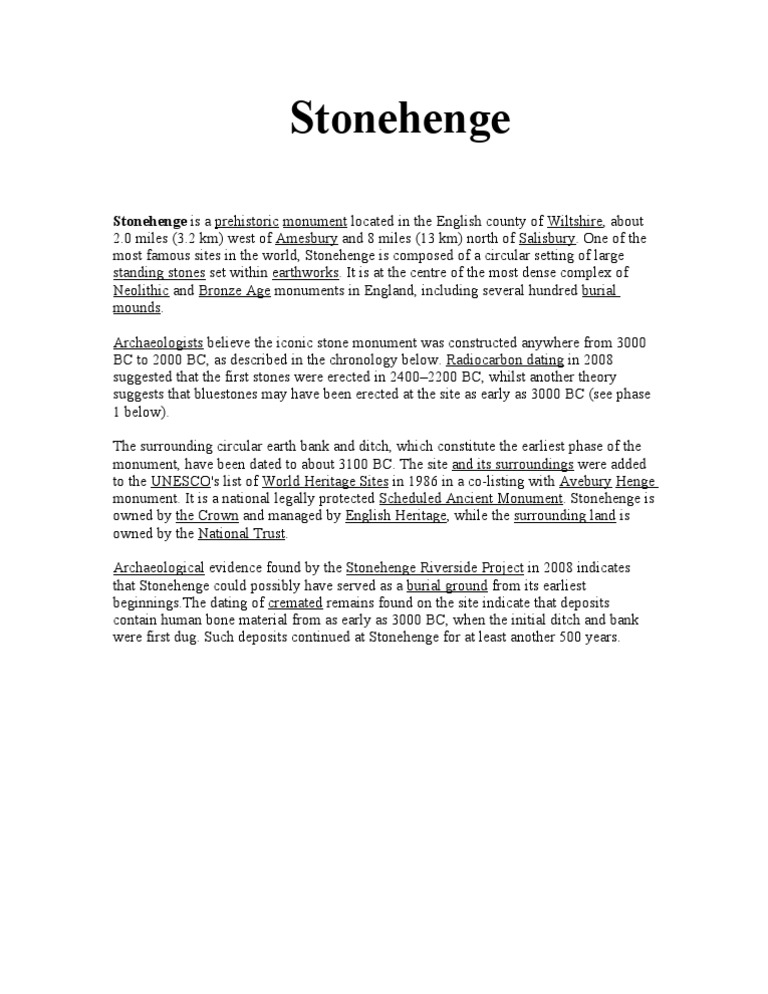 Stonehenge: A Prehistoric Monument | PDF