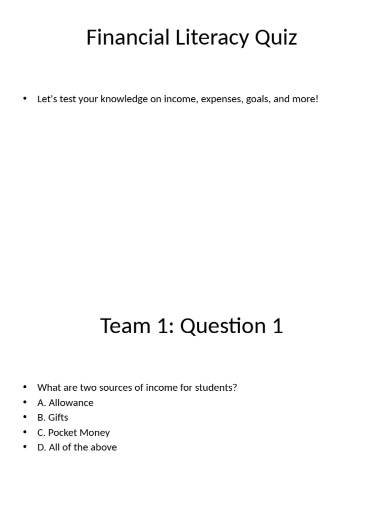 Financial Literacy Quiz | PDF