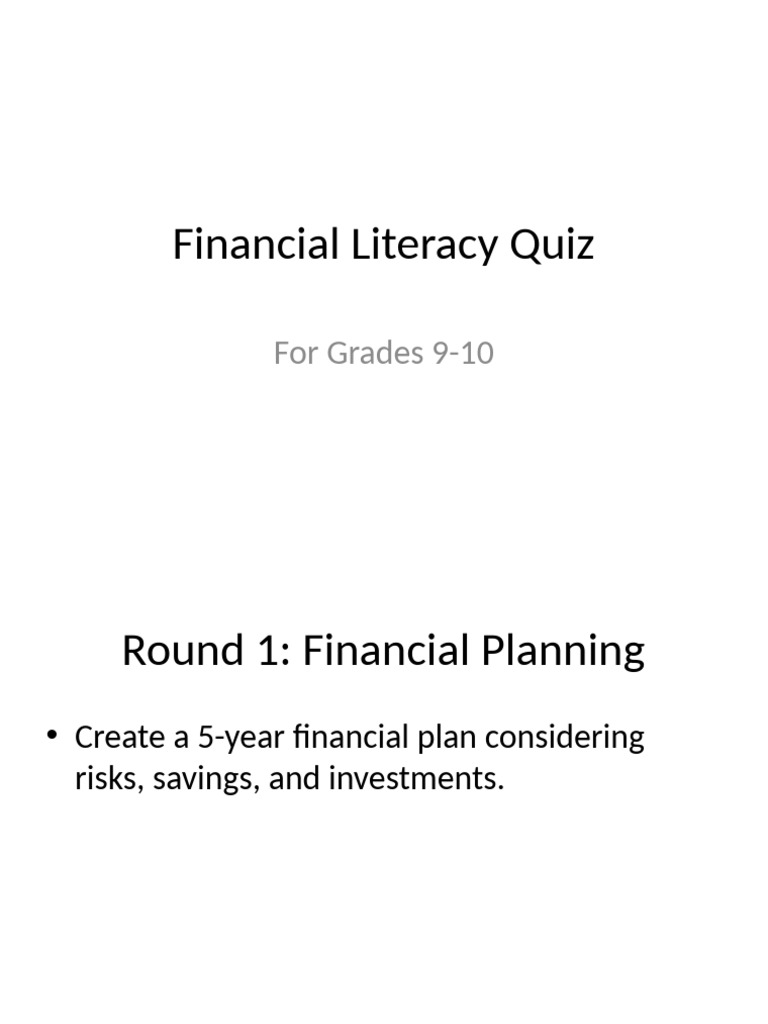 Financial Literacy Quiz 9 10 | PDF