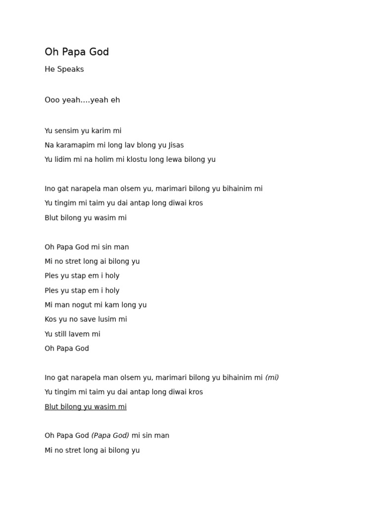 Oh Papa God | PDF