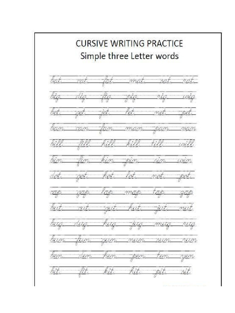 Cursive Writing Y1 | PDF