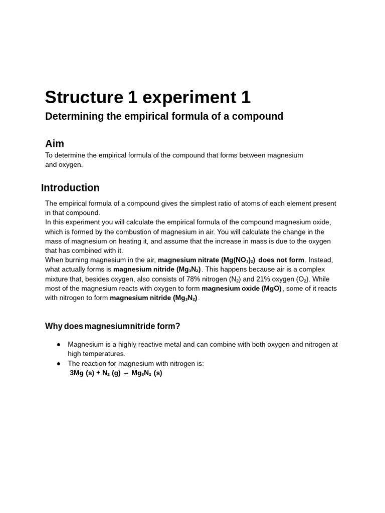 Structure 1 Experiment 1 DP1 | PDF