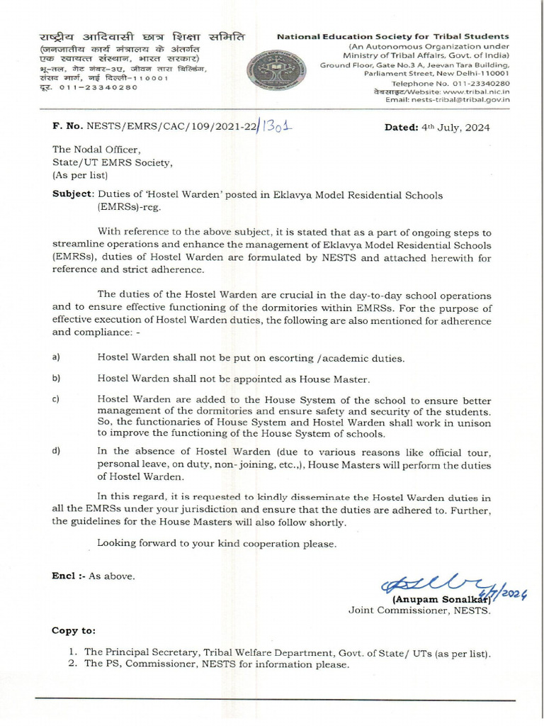 Hostel Warden Duties | PDF
