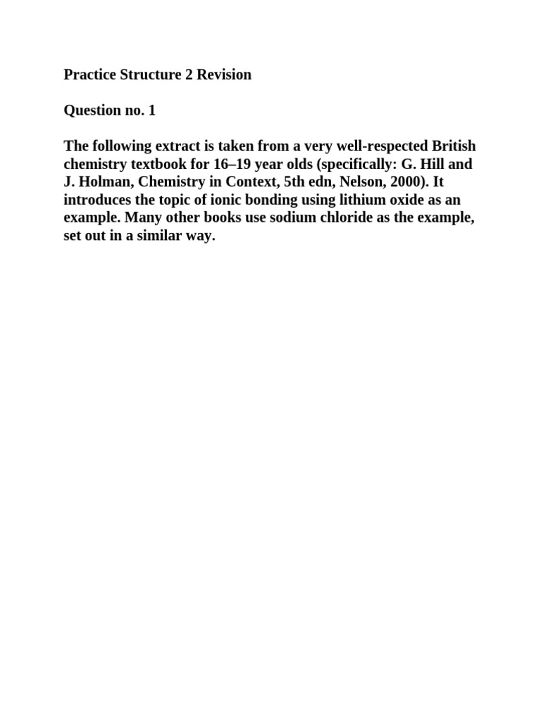Practice Structure 2 Revision | PDF | Chemical Polarity | Chemical Bond