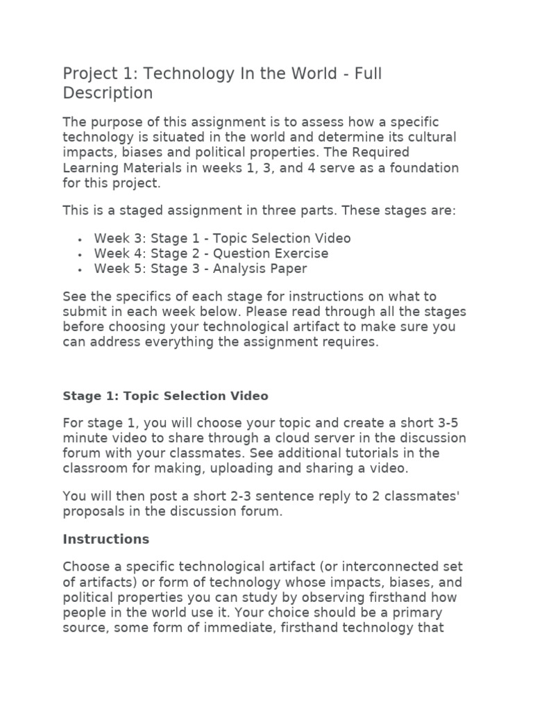 Project 1 Instructions - Stage 1 | PDF