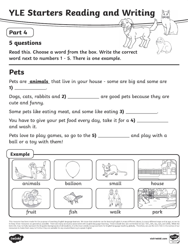 Starters Reading and Writing | PDF