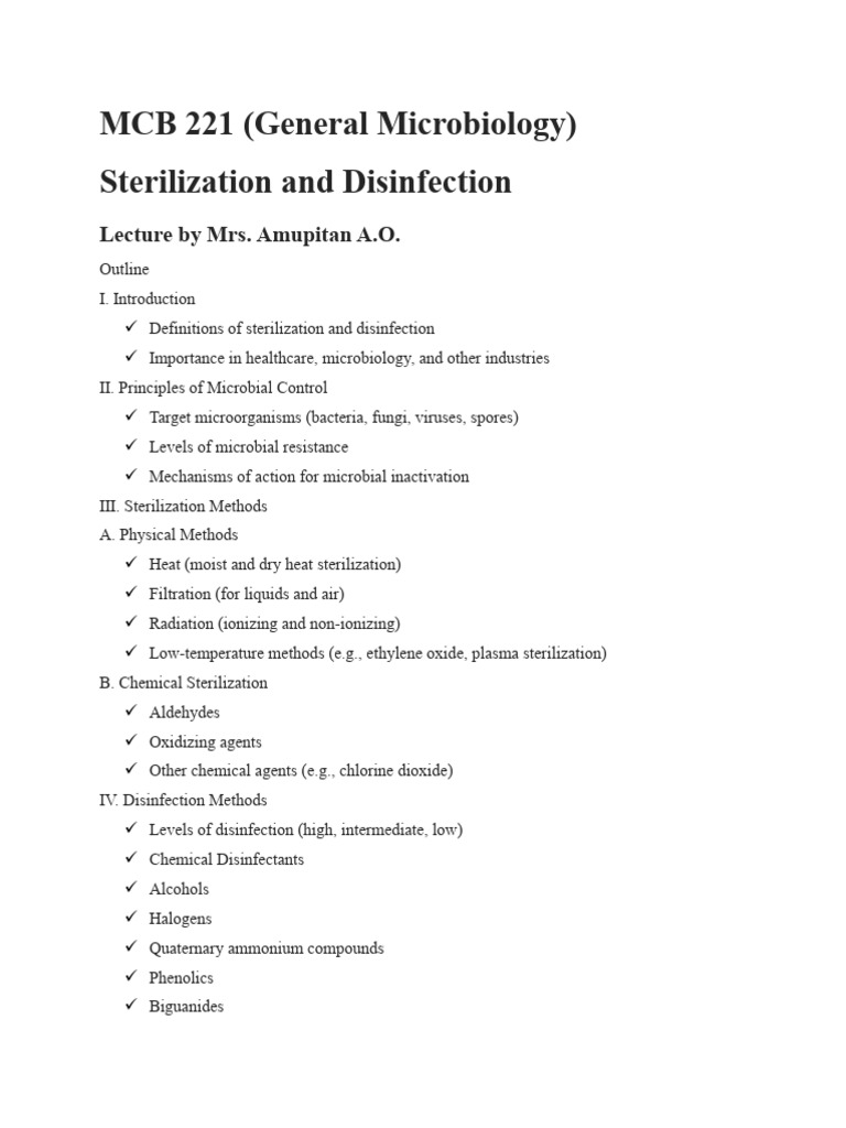 Sterilization and Disinfection Methods | PDF | Disinfectant | Sterilization (Microbiology)