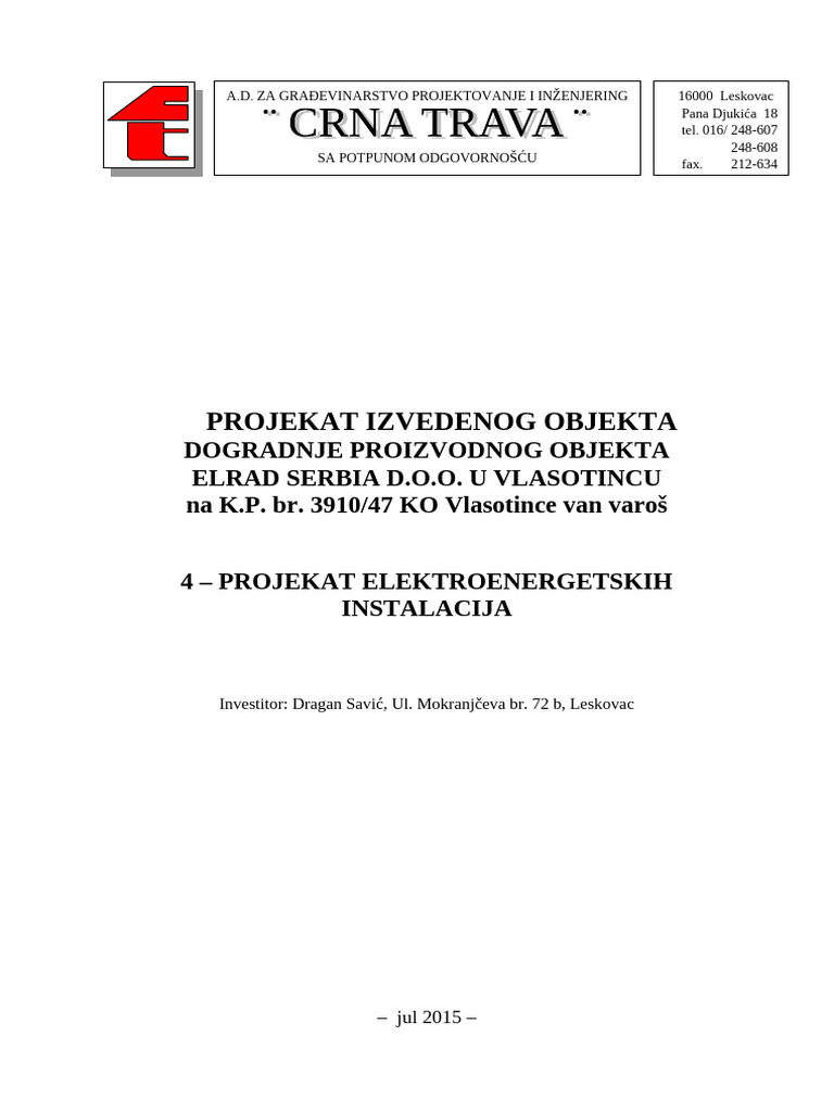 Opsta_dokumentacija BADEM | PDF Opsta_dokumentacija BADEM | PDF