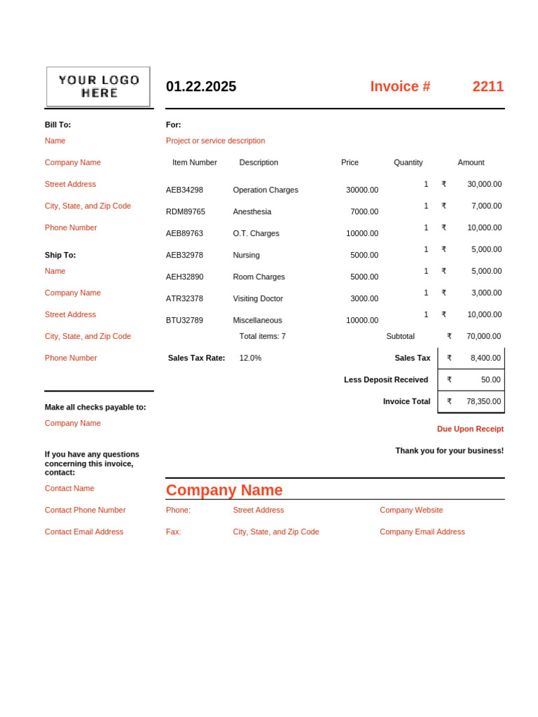 Invoice That Calculates Total (With Logo)1 | PDF | Invoice | Receipt