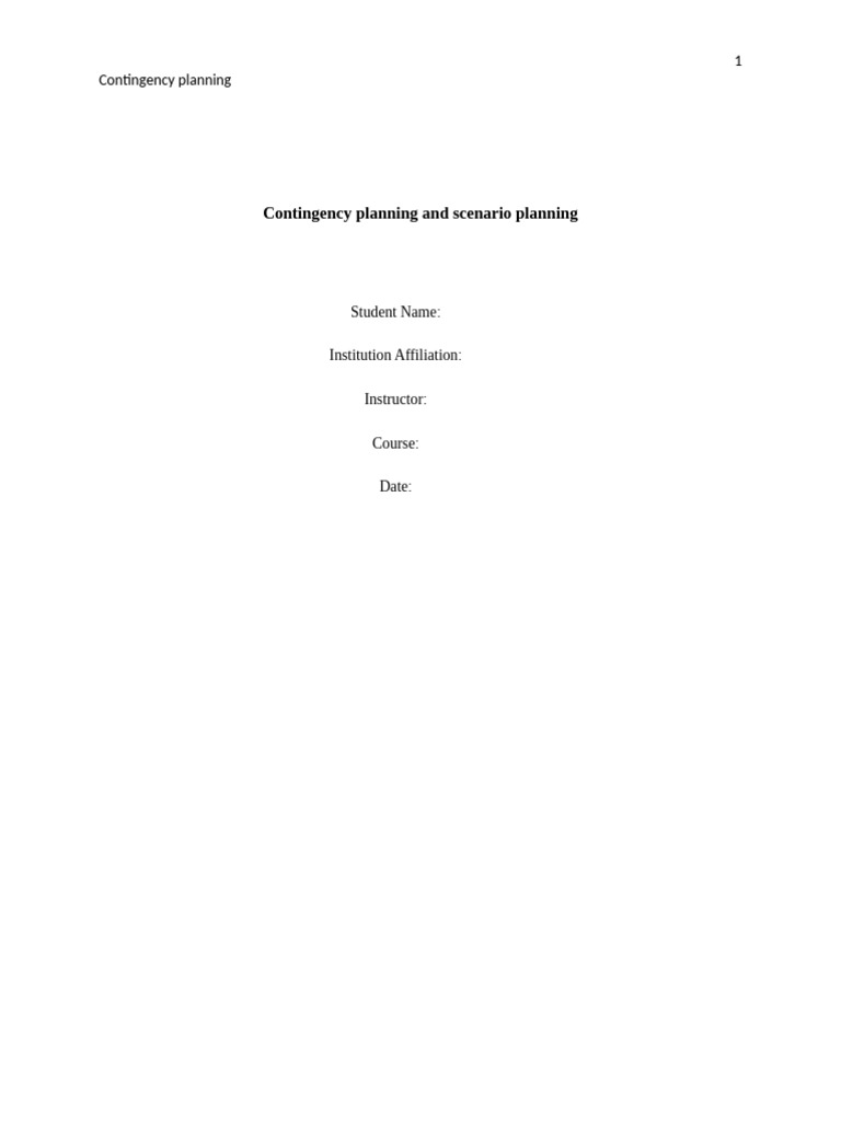 Contingency Planning and Scenario Planning | PDF | Scenario Planning | Risk